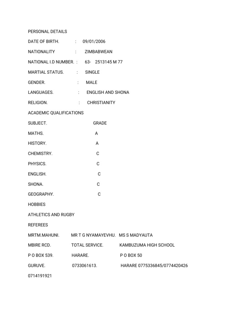 Personal Detail | PDF