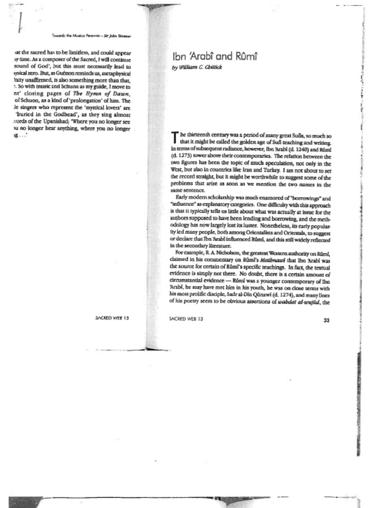 Chittick Ibn Arabi and Rumi | PDF