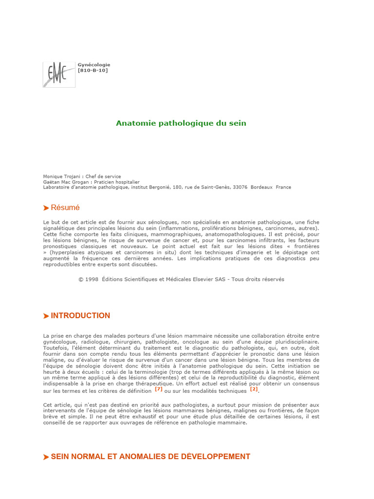 Anatomie pathologique du sein | PDF | Sein | Inflammation
