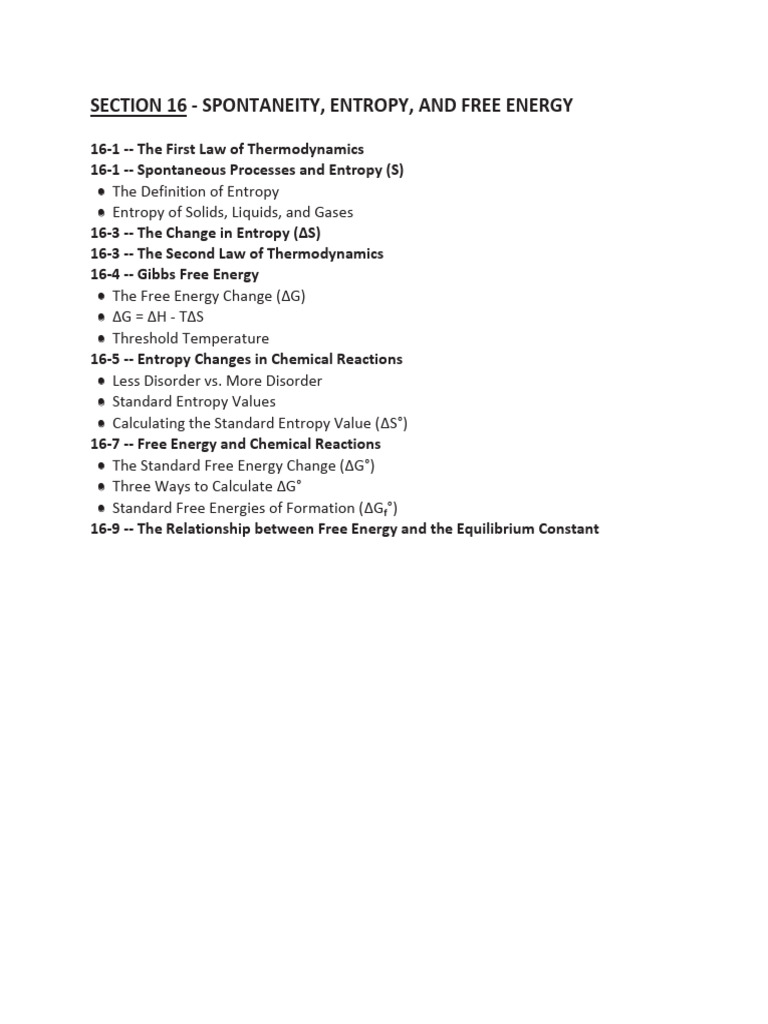 Section16 Spontaneity Entropy and Free Energy | PDF