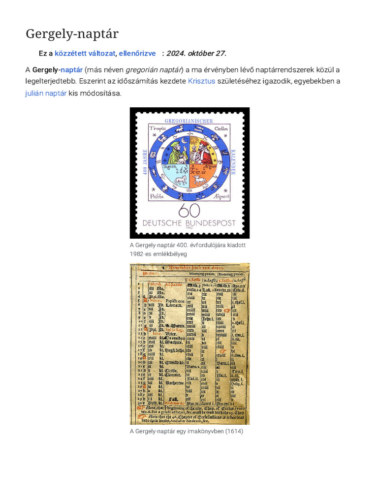 Gergely Naptár | PDF