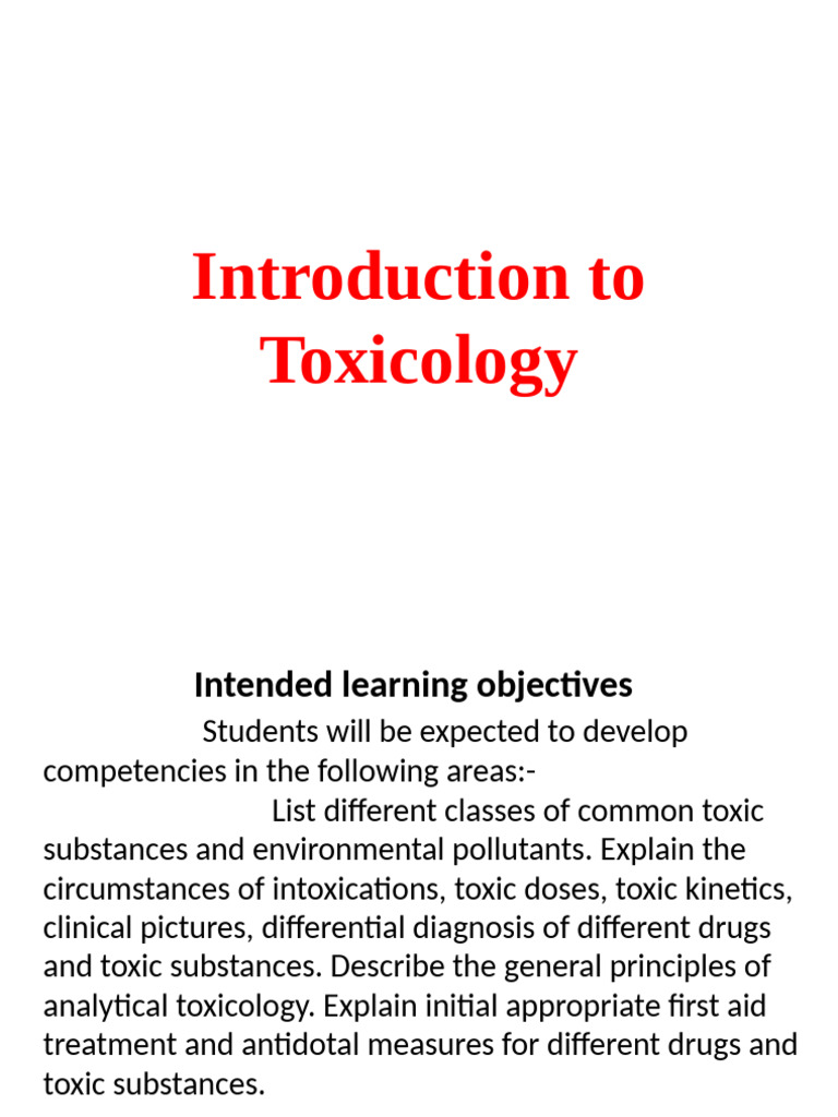 8 Introduction To Toxicology Pdf Toxicology Poison
