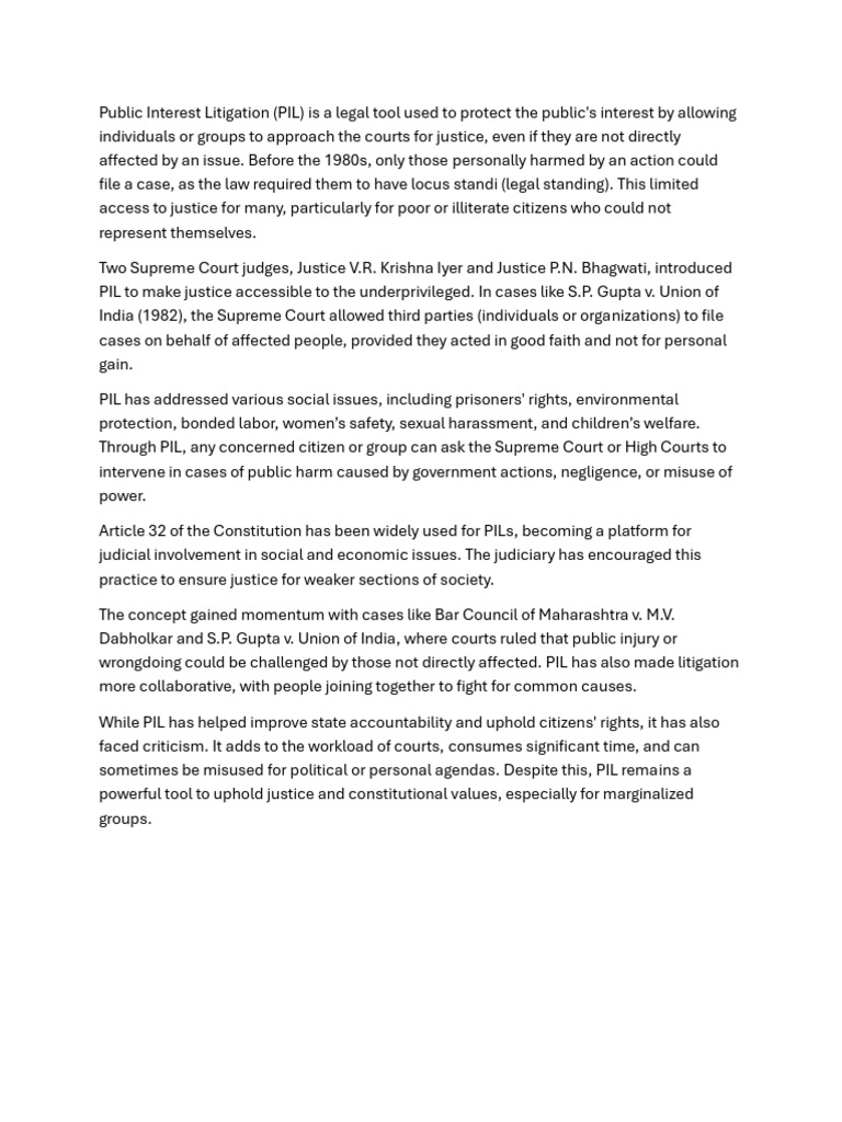 Understanding Public Interest Litigation (PIL) | PDF