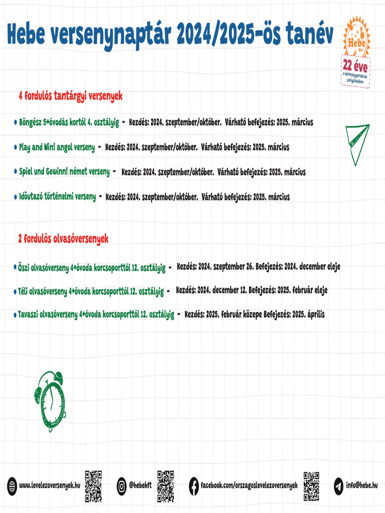 Hebe Versenynaptár 2024-2025 | PDF
