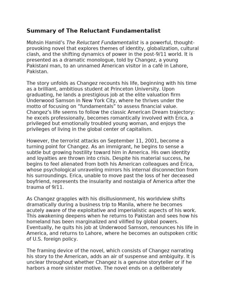 The Reluctant Fundamentalist | PDF | Narrative | Thriller (Genre)