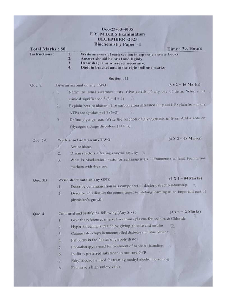Biochemistry Paper 1 2022 | PDF