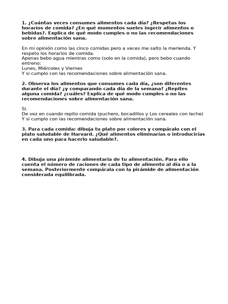 Preguntas de Las Comidas | PDF | Meat | Sugar