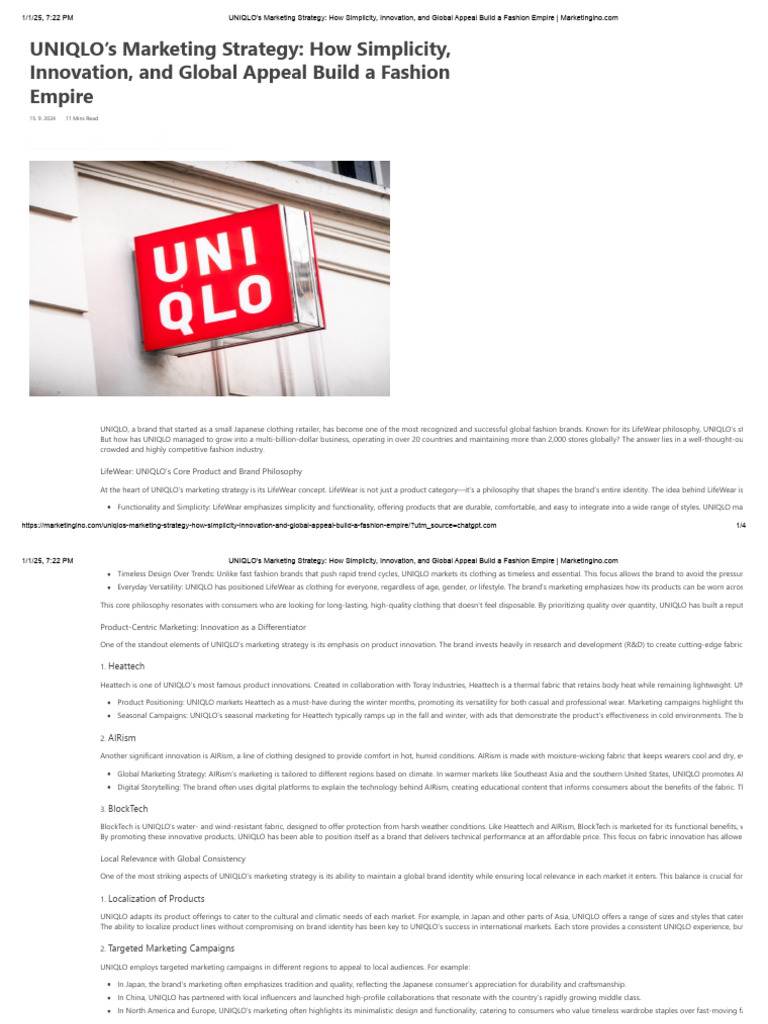 UNIQLO's Marketing Strategy - How Simplicity, Innovation, and Global Appeal Build A Fashion ...