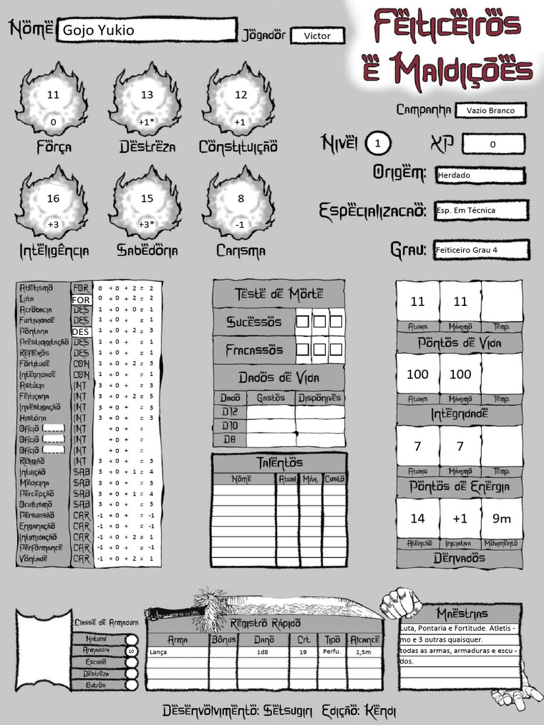 Jujutsu Kaisen v2 NOVA FICHA 2.0 | PDF