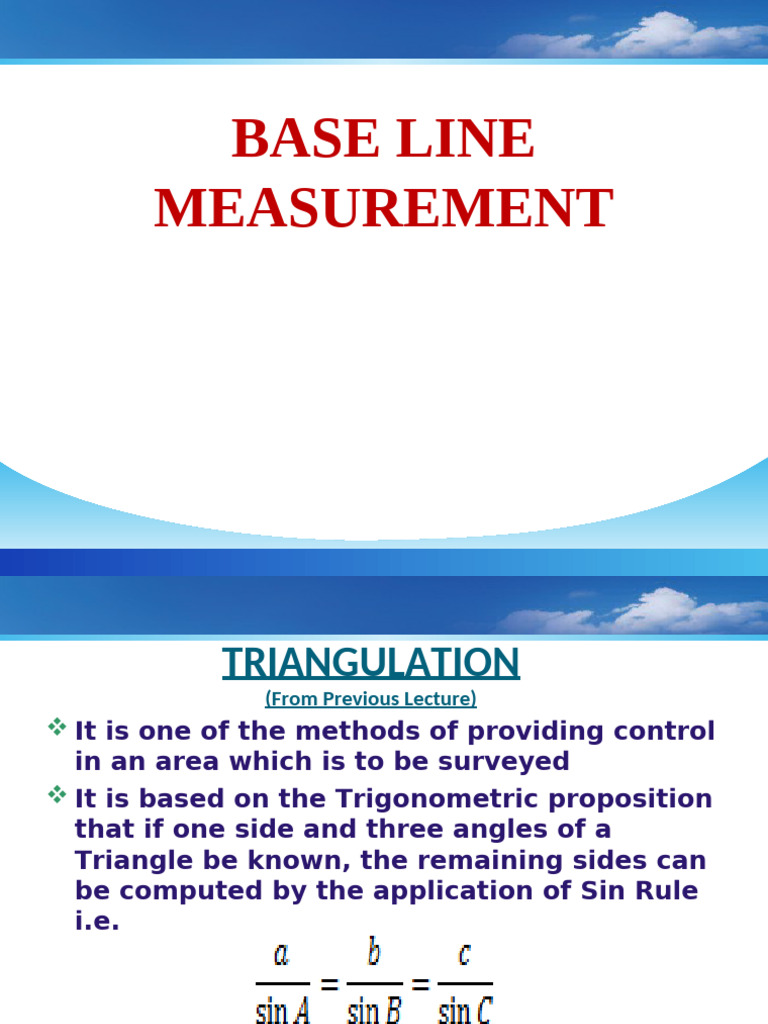 (Lec - 3) Base - Line - Measurement | PDF | Surveying | Physical Sciences