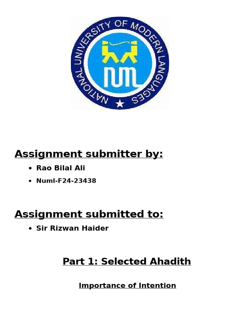 Hadi ISL Assignment | PDF | Hadith | God In Islam