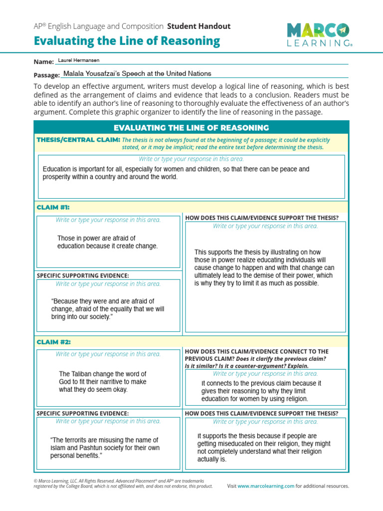 LINE OF REASONING | PDF | Reason | Argument