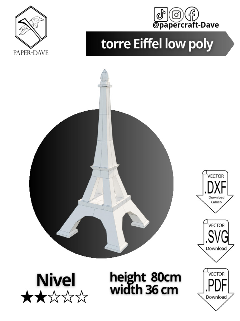 Plantilla Papercraft Torre Eiffel | PDF