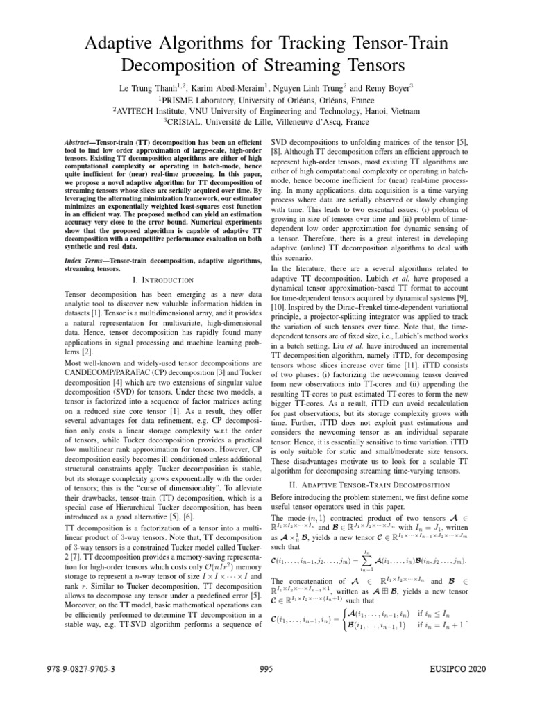 2020 - EUSIPCO - Adaptive Algorithms For Tracking Tensor-Train Decomposition of Streaming ...