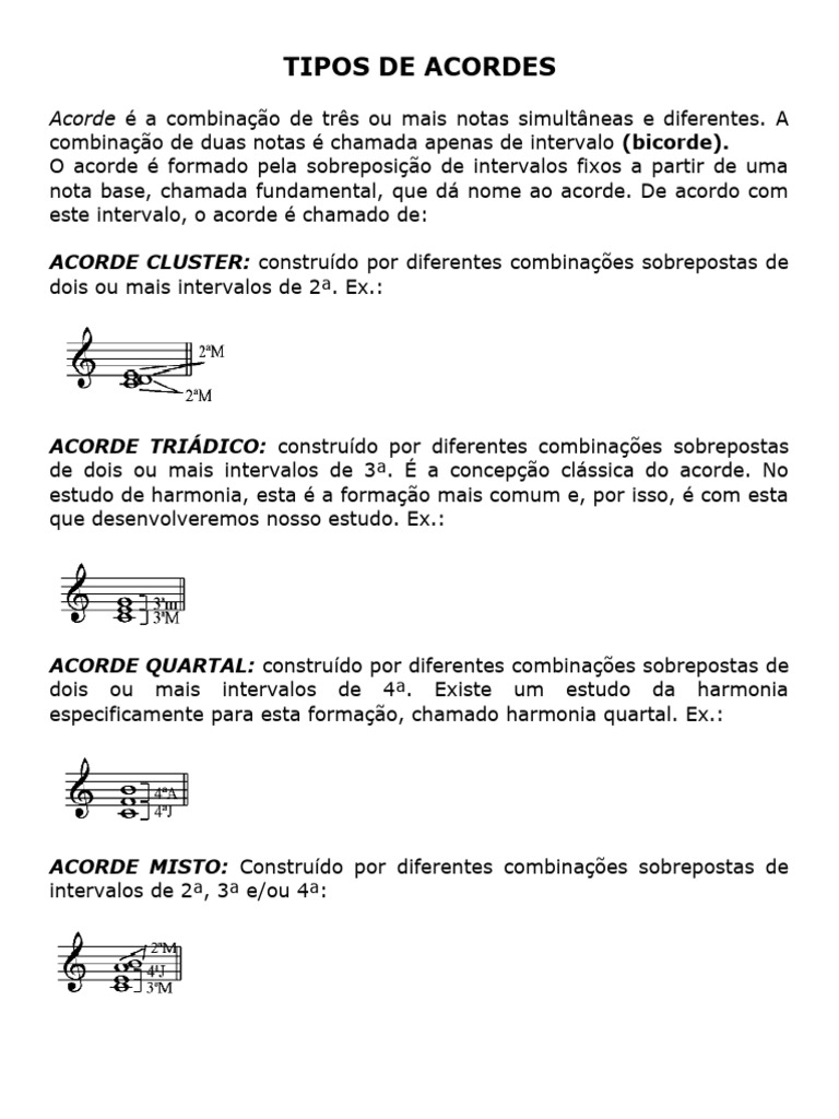Tipos de Acordes: Cluster, Triádico e Mais | PDF