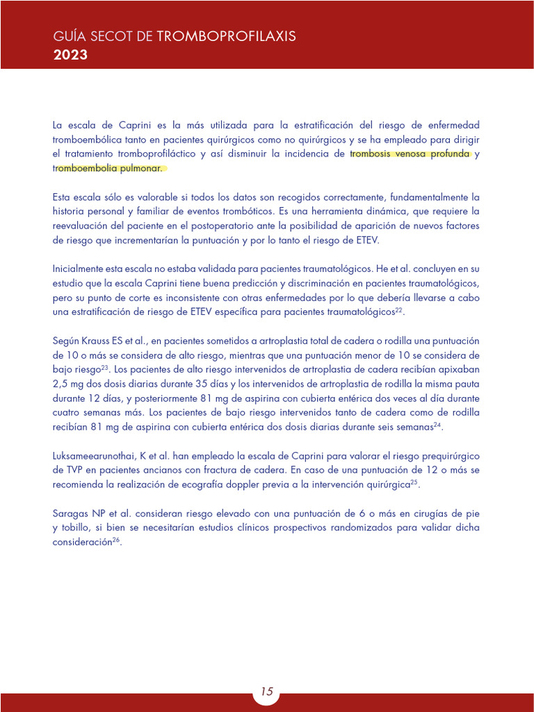 Escala de Caprini en Tromboprofilaxis | PDF | Especialidades Medicas ...