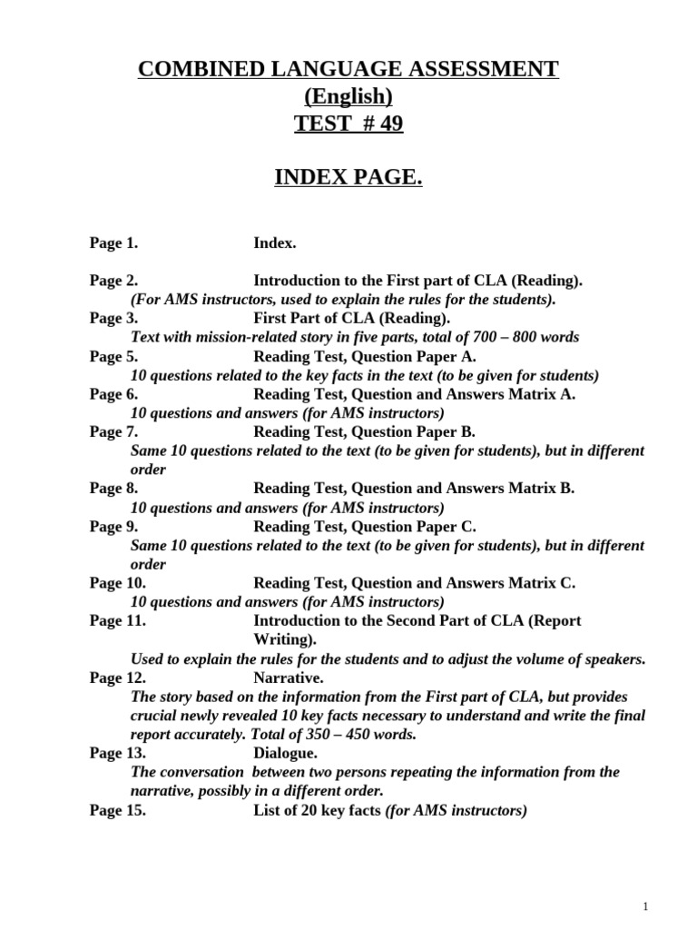 Combined Language Assessment Test 49 | PDF | Question | Police