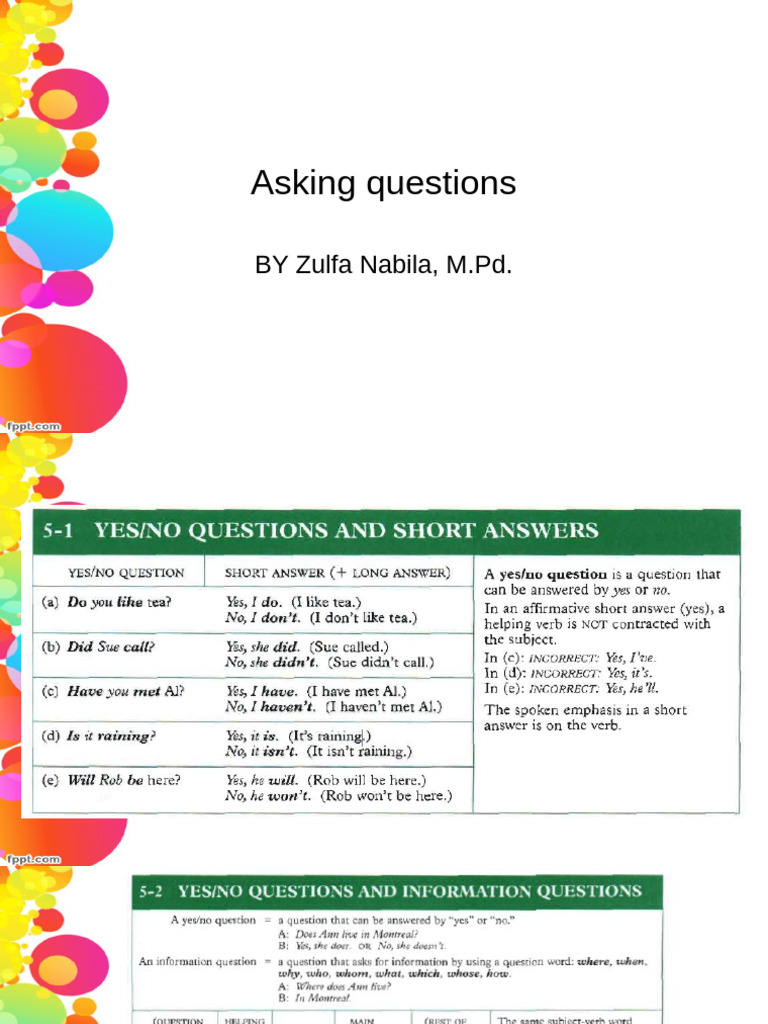 Basic Grammar - Meeting 6 - Asking Question | PDF
