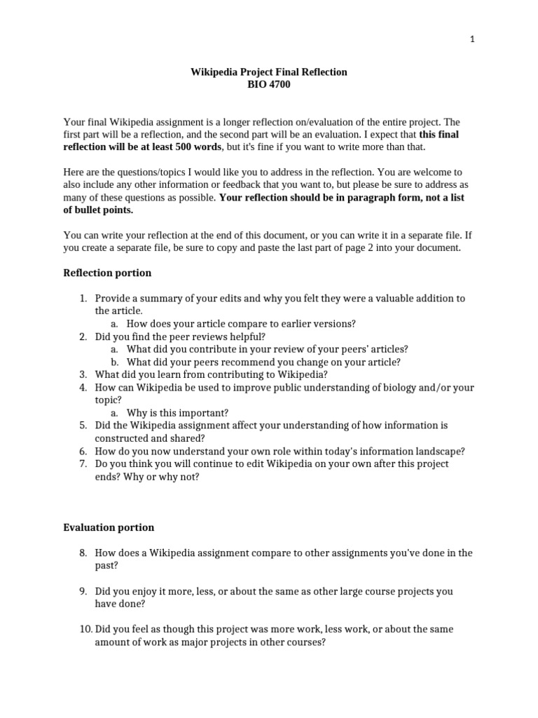 Wikipedia Final Reflection | PDF | Wikipedia | Cognition