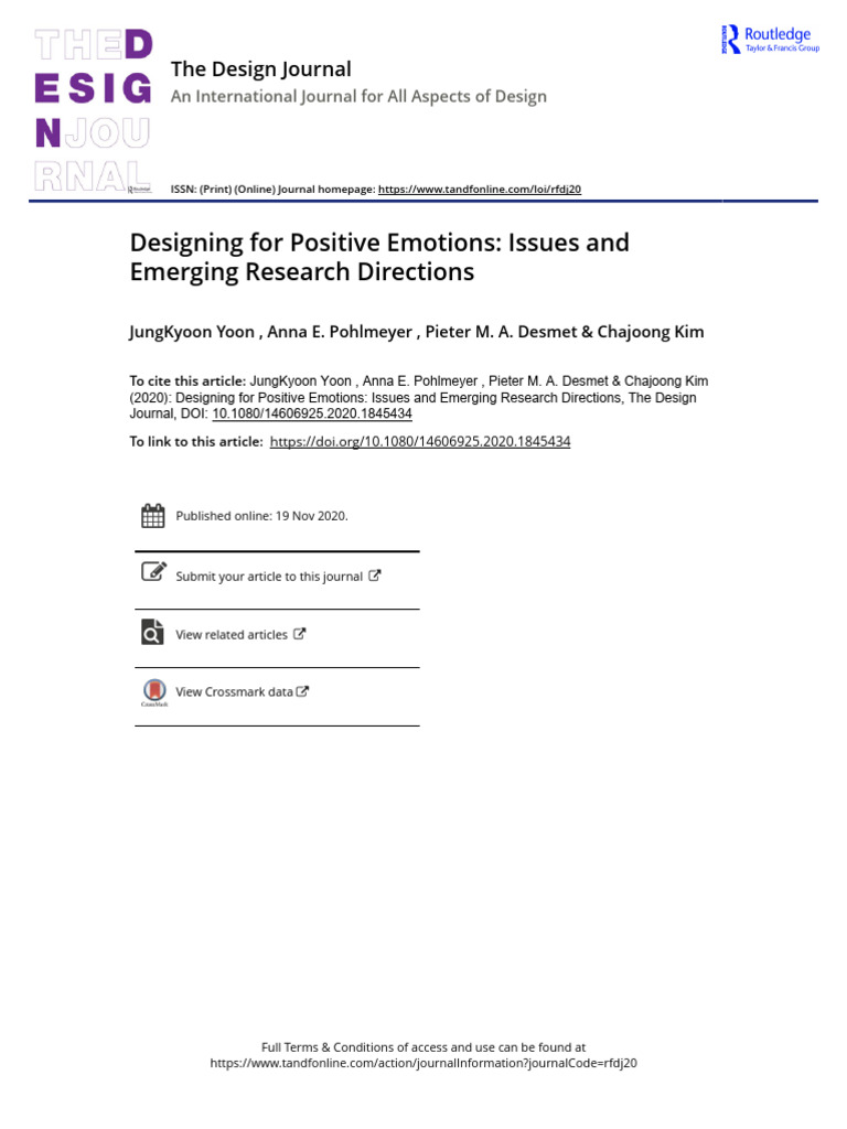 Designing For Positive Emotions Issues and Emerging Research Directions | PDF | Emotions | Well ...