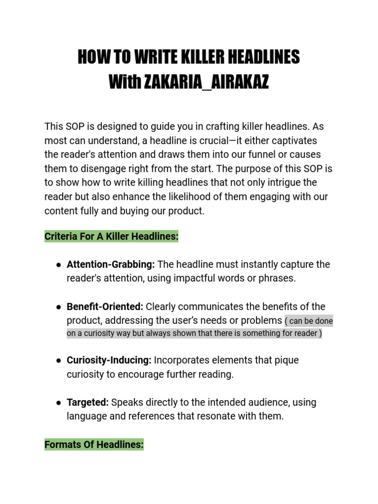 HOW_TO_WRITE_KILLER_HEADLINES | PDF | Migraine | Pain