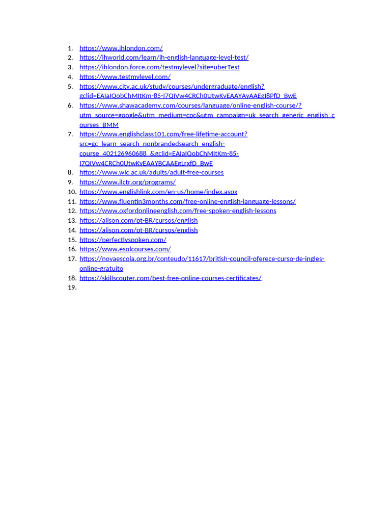 Free Online English Language Courses | PDF