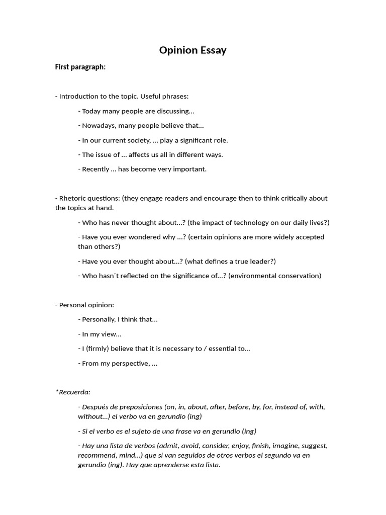 Opinion Essay Writing Tips | PDF