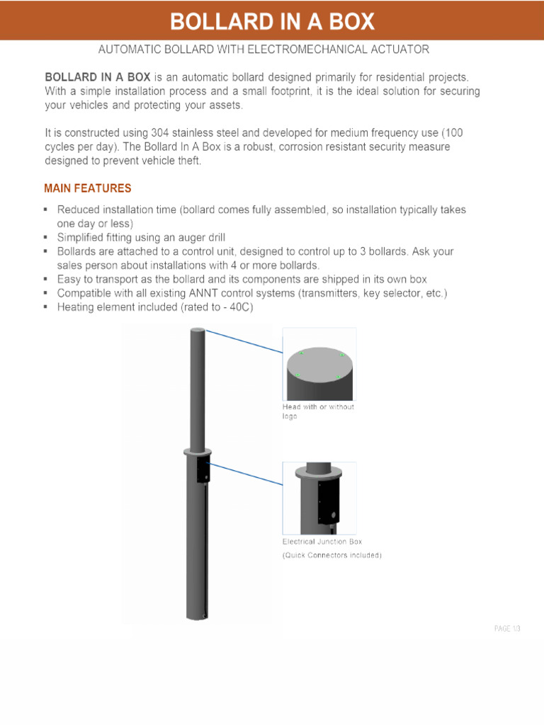 Bollard in A Box Spec-Sheet | PDF