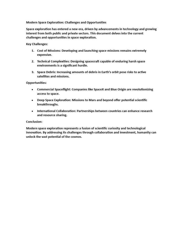 Modern Space Exploration | PDF