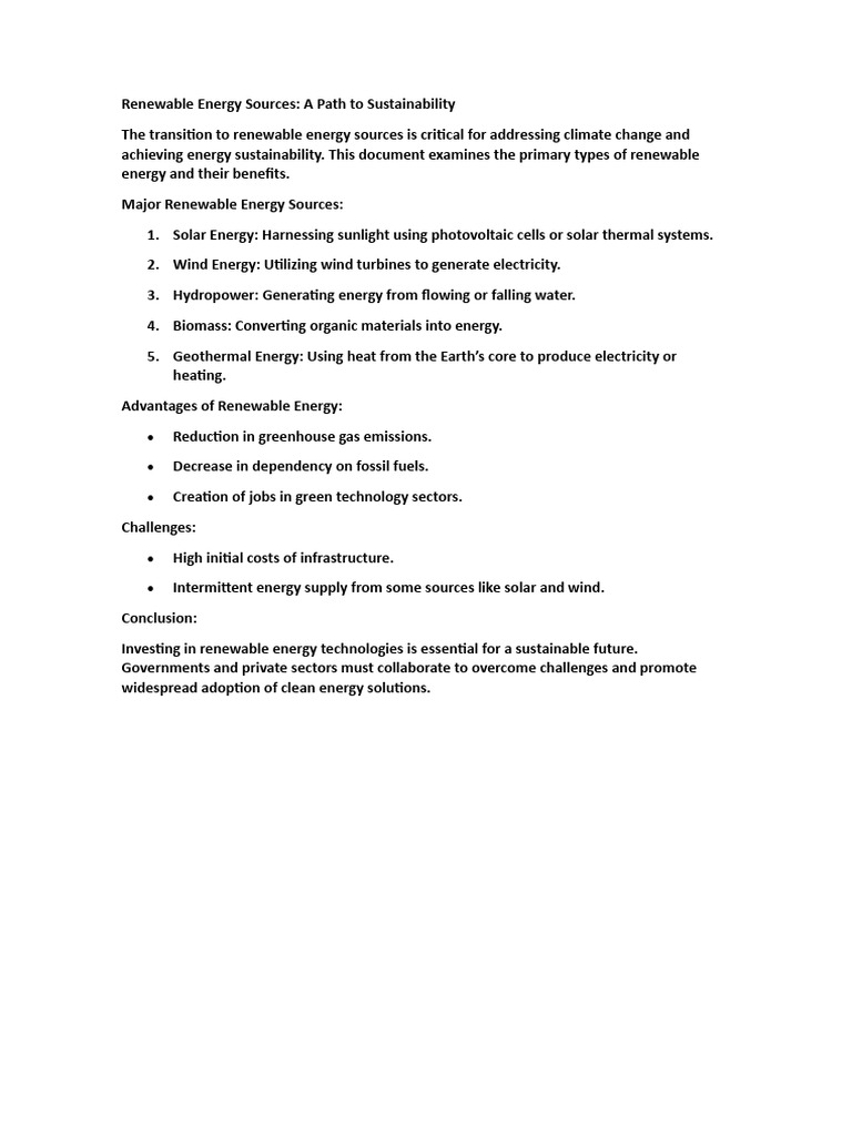 Renewable Energy Sources | PDF