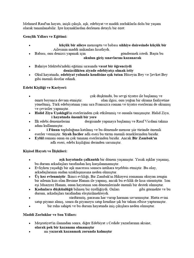 Mehmed Rauf - PDF Rahim TARIM ÖZETİ | PDF