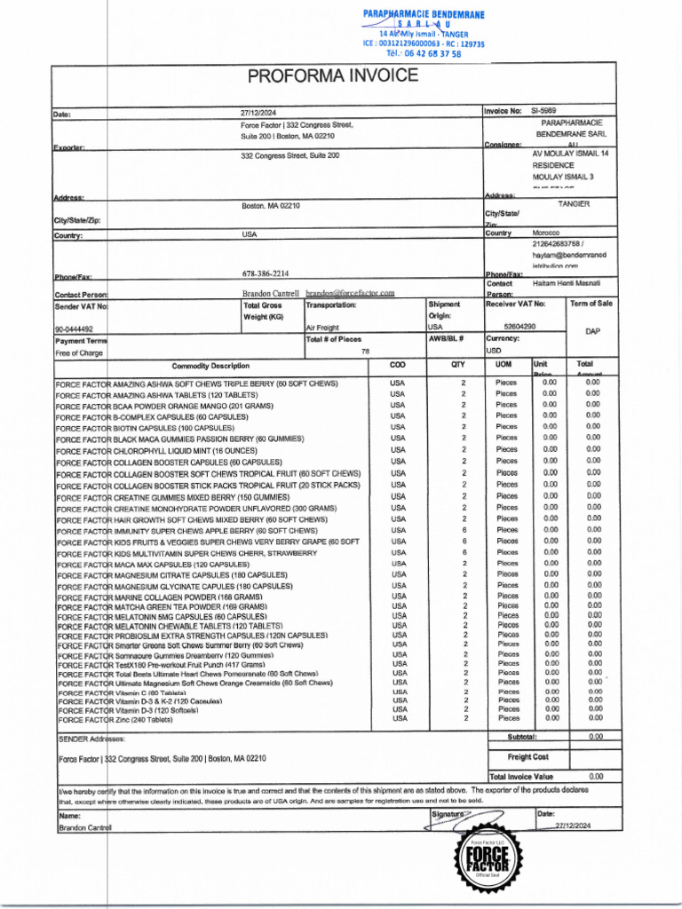Proforma Sample | PDF