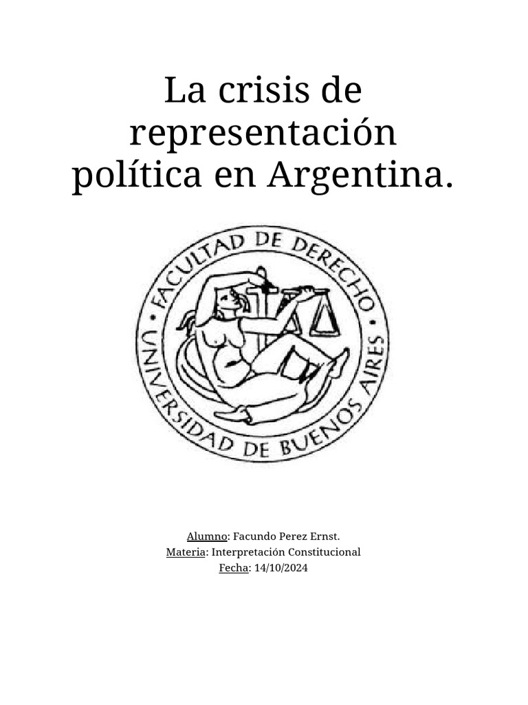 La Crisis de Representación Política en Argentina - Facundo Perez Ernst | PDF | Constitución ...