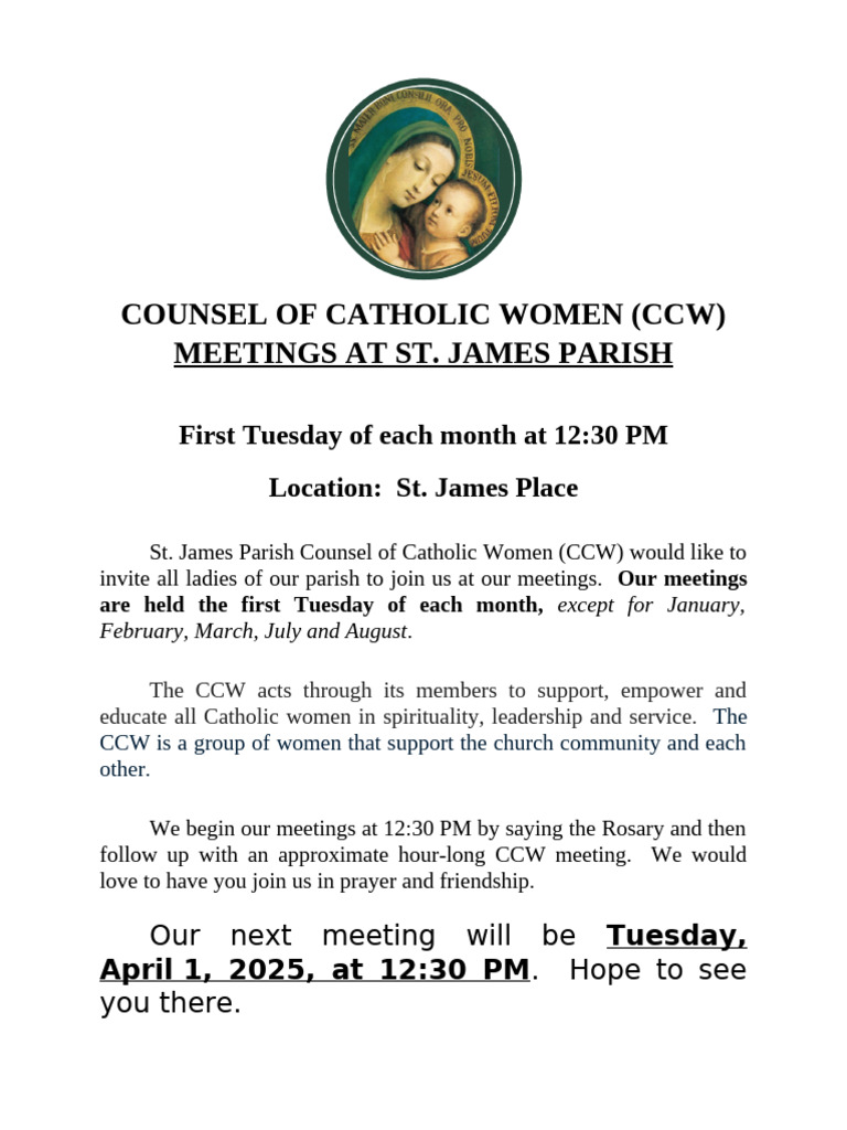 CCW Meetings Information - 1-1-25 | PDF