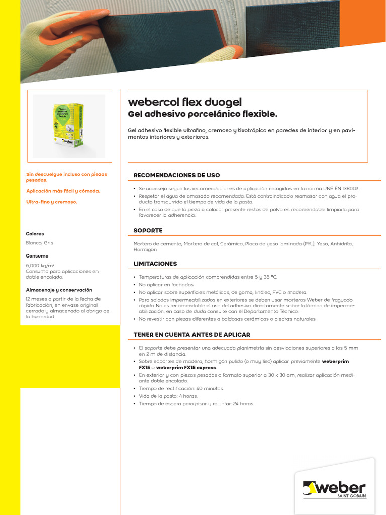 webercol_flex_duogel-2 | PDF | Mortero (Albañilería) | Hormigón