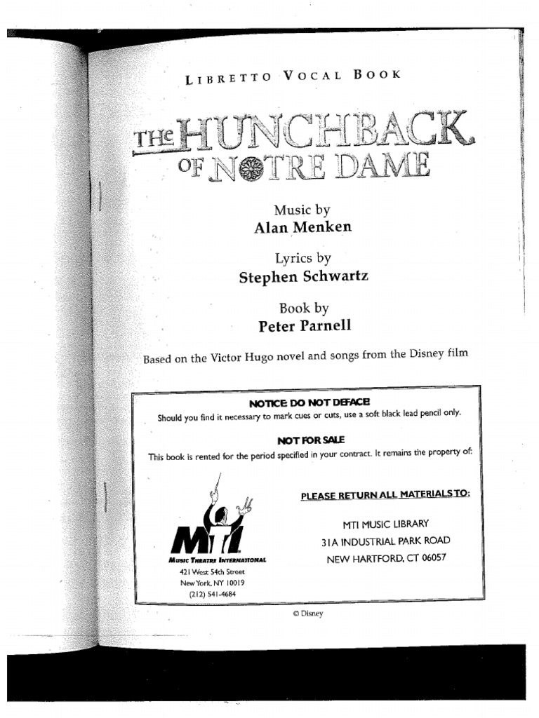 Hunchback of Notre Dame Libretto | PDF