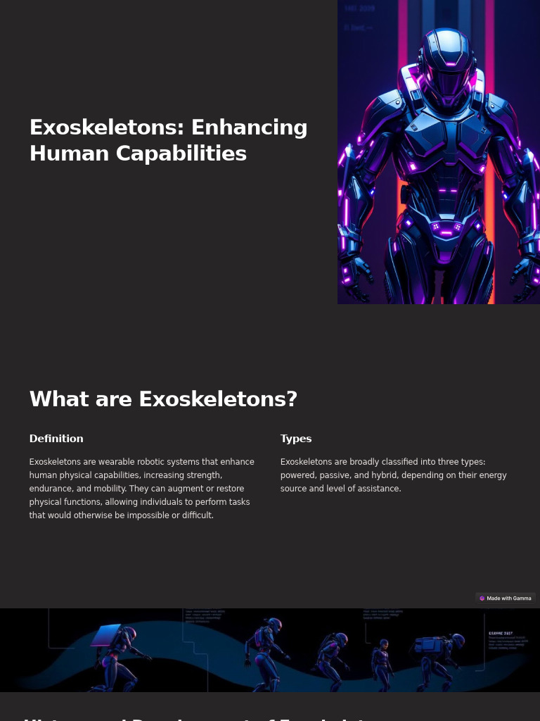 Exoskeletons Enhancing Human Capabilities | PDF | Robotics | Engineering