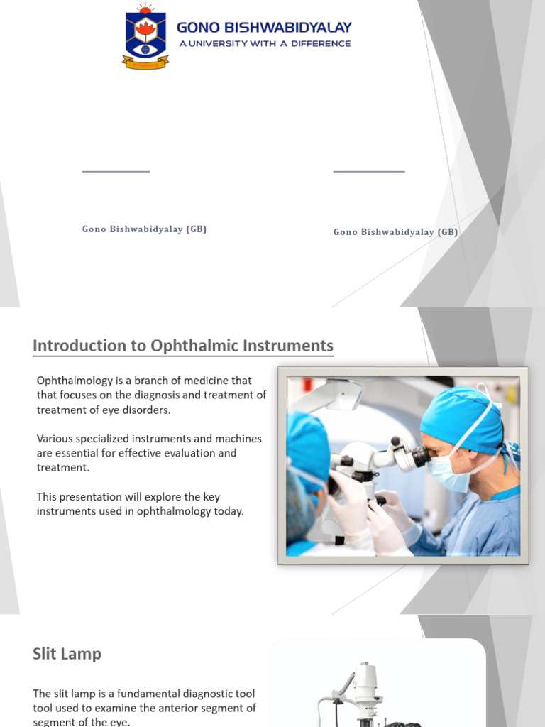 Ophthalmic Instruments Overview | PDF | Ophthalmology | Glaucoma