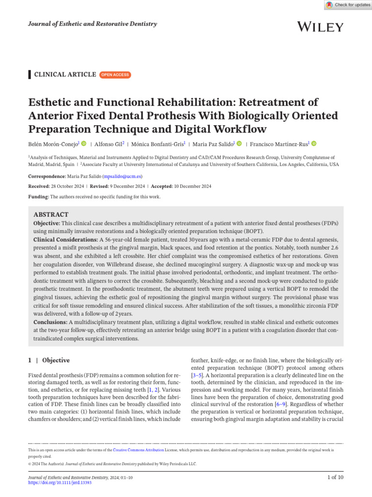 Esthetic and Functional Rehabilitation: Retreatment of Anterior Fixed ...