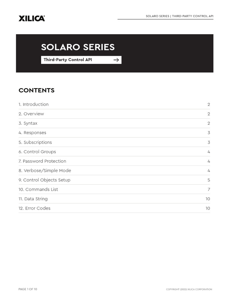 X22 Solaro API Guide V2 | PDF | Transmission Control Protocol | String (Computer Science)