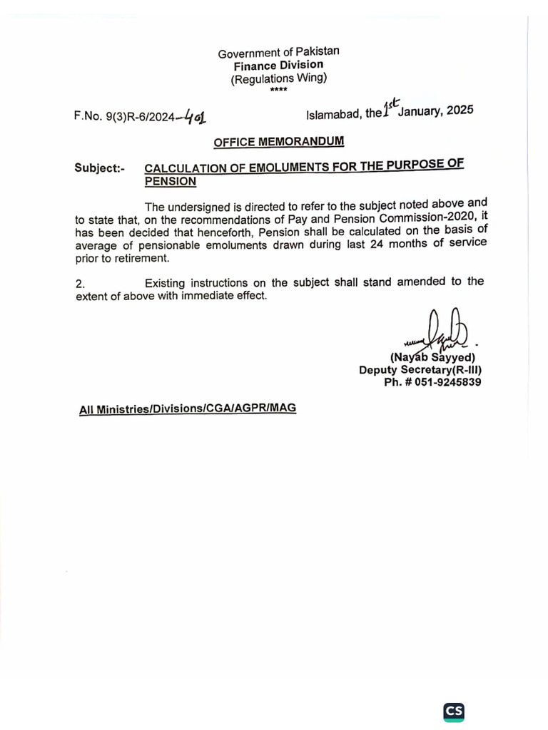 Regs.-6 Pension Letters | PDF