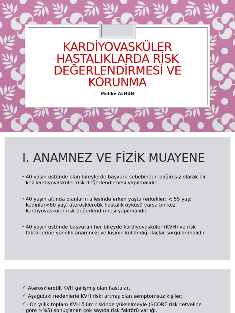 Kardi̇yovasküler Hastaliklarda Ri̇sk Değerlendi̇rmesi̇ Ve Korunma | PDF