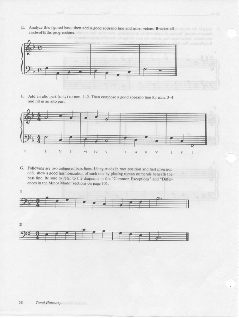 Tonal Harmonyworkbookpg 58 | PDF
