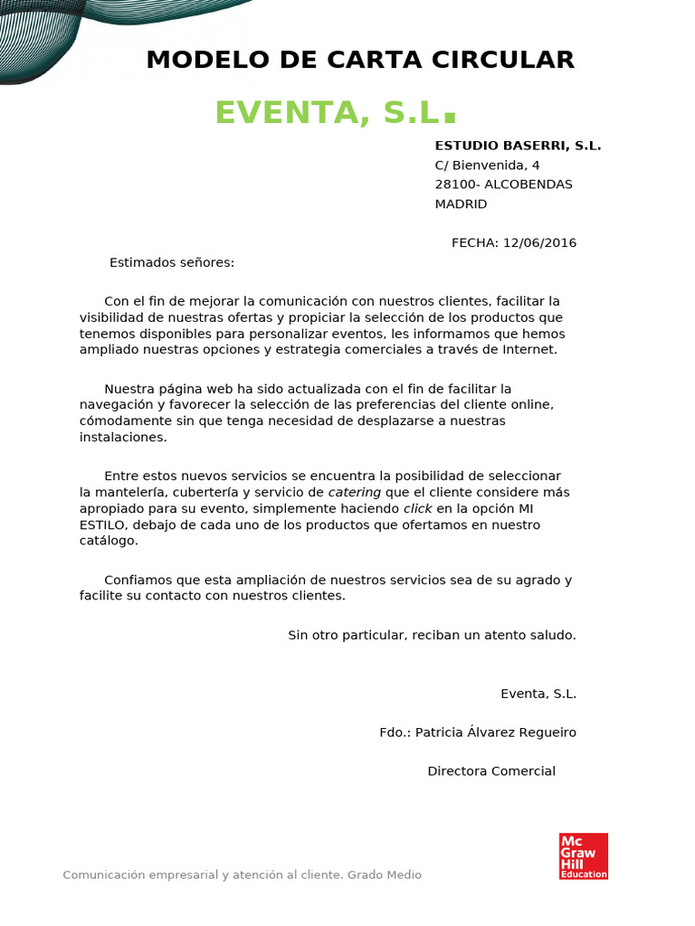Modelo Carta Circular U4 | PDF