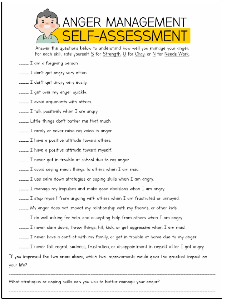 Anger Managment Self-Assessment 3 | PDF
