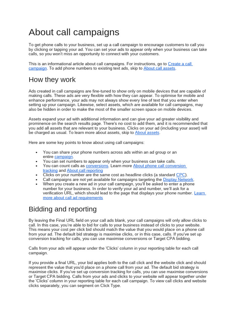 ABOUT CALL CAMPAIGNS | PDF | Computing | World Wide Web