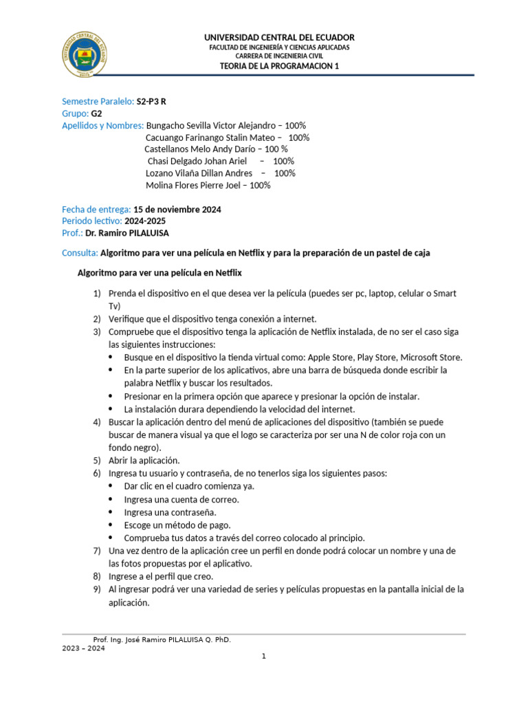 Deber 1 Algoritmos | PDF | Netflix
