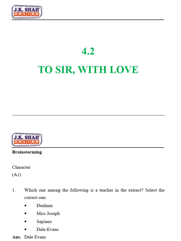 4.2 to Sir, With Love | PDF