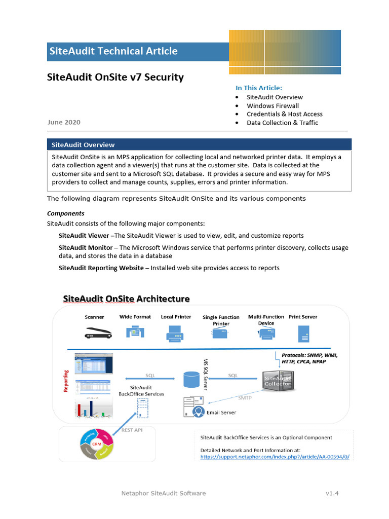 Netaphor SiteAudit OnSite Security - 06 2020 - EN | PDF | Computer ...
