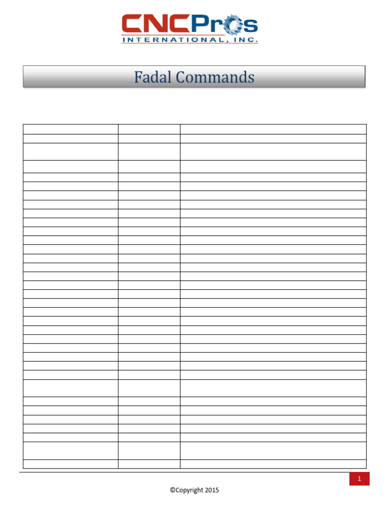 Fadal Commands | PDF | Computing | Computer Science
